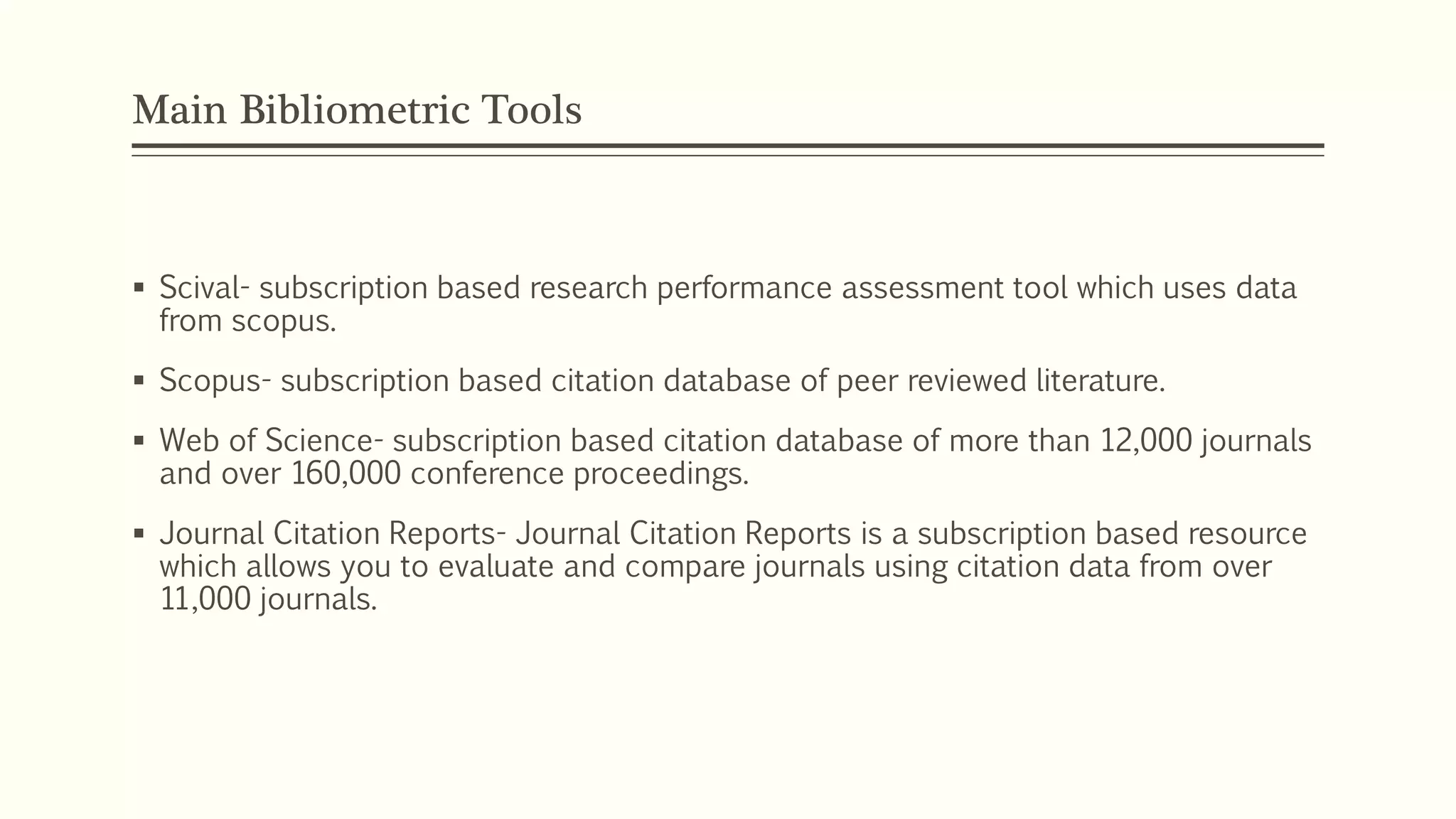 Bibliometrics and its application | PPTX