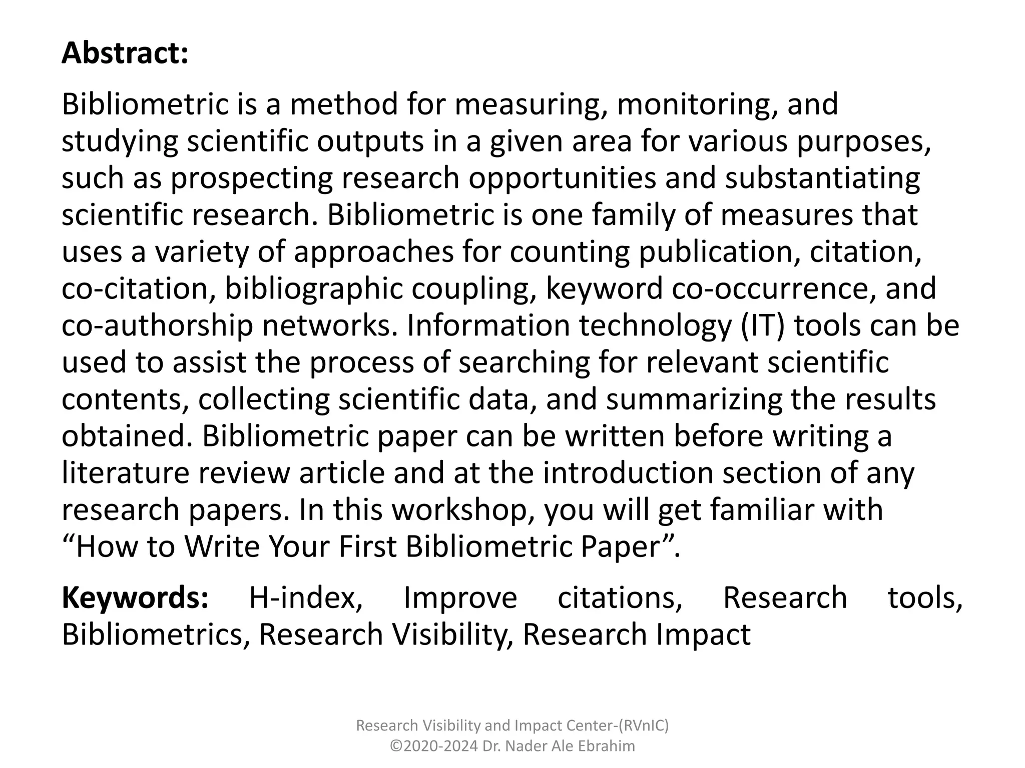 How to Write Your First Bibliometric Paper | PPT