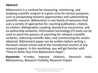 How to Write Your First Bibliometric Paper | PPT