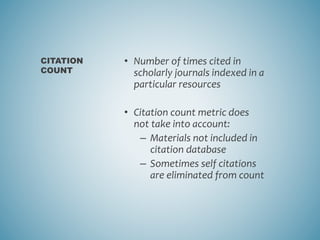 Overview of Citation Metrics | PPTX