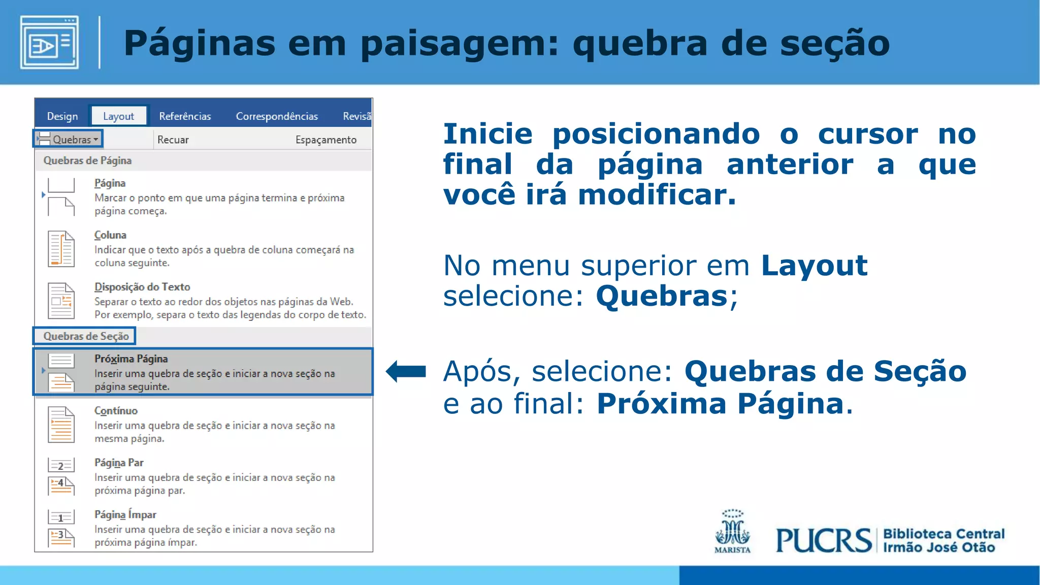 Como criar página em paisagem mantendo a numeração no Word | PPTX