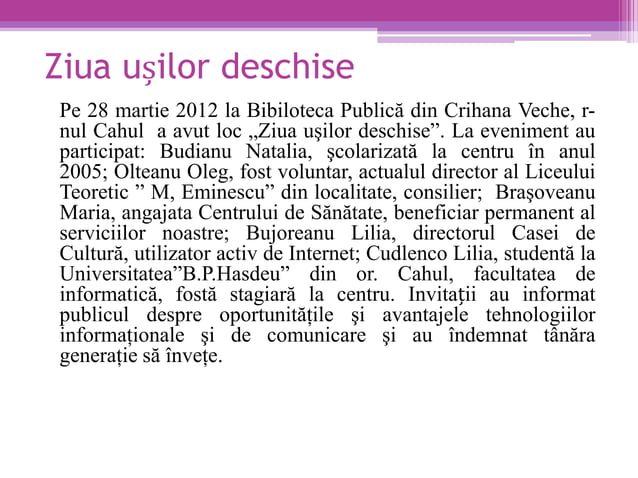 Biblioteca - factor cheie în educaţia culturii informatice | PPT