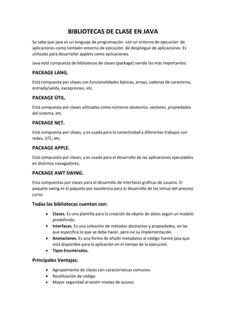 Bibliotecas de clase en java | DOCX