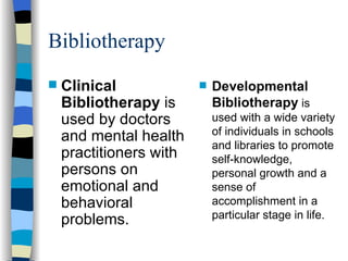 Bibliotherapy pasli | PPT | Books and Literature