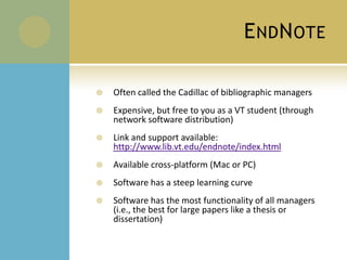 Introduction to Bibliographic Managers: Why, When, and How to Manage ...