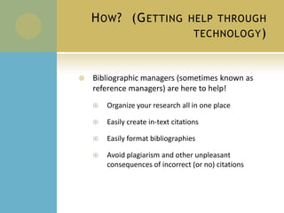 Introduction to Bibliographic Managers: Why, When, and How to Manage ...