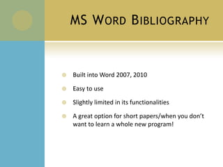 Introduction to Bibliographic Managers: Why, When, and How to Manage ...