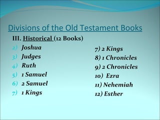 B I B S T U D Lesson 04 Old Testament Books Divisions Copy | PPT