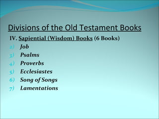 B I B S T U D Lesson 04 Old Testament Books Divisions Copy | PPT
