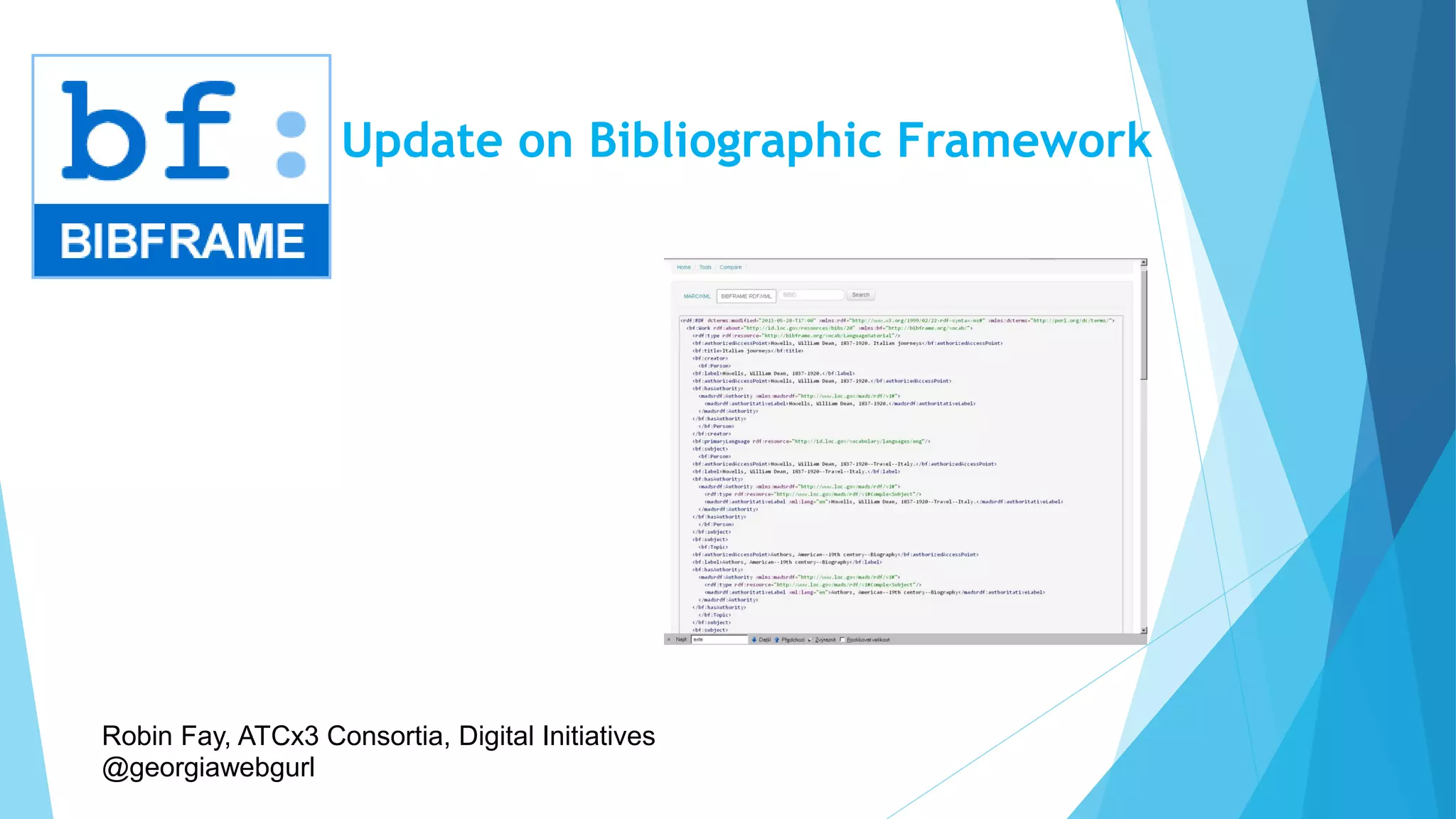 BIBFRAME, Linked data, RDA | PPT