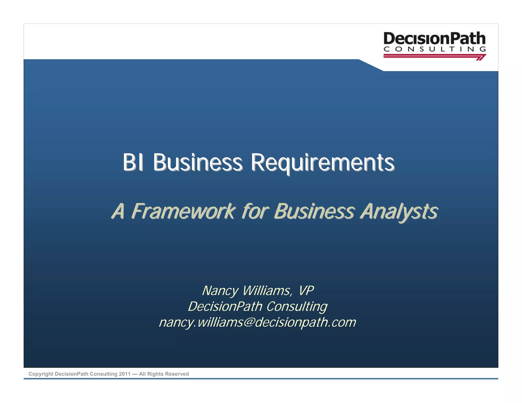 BI Business Requirements - A Framework For Business Analysts | PDF
