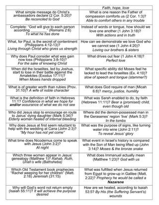 Bible-Venture Questions | DOC