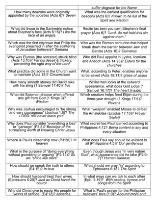 Bible-Venture Questions | DOC
