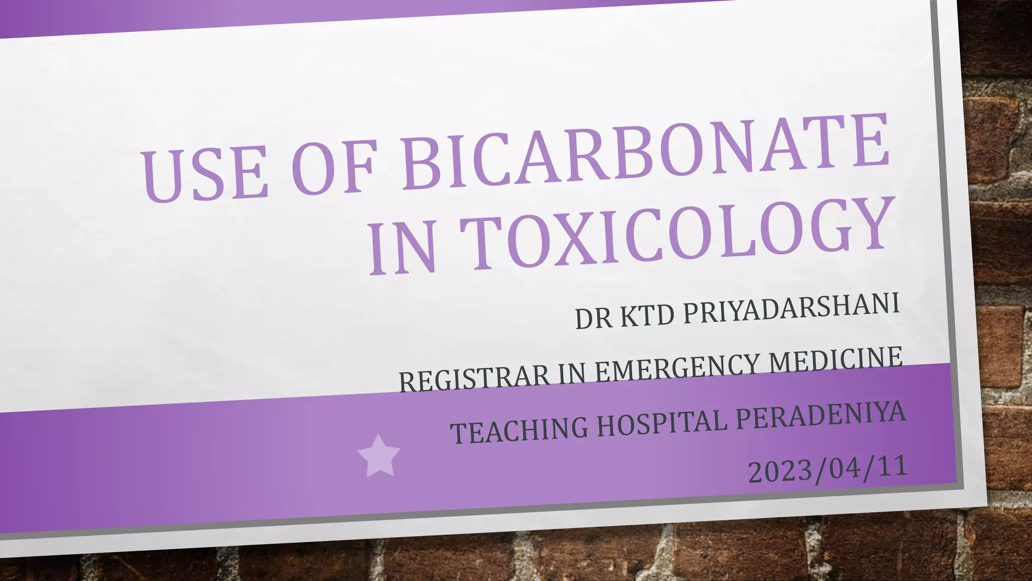Use of bicarbonate in toxicology .pptx