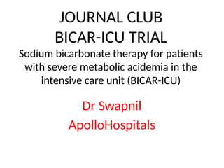 sodium bicarbonate therapy for patients with severe metabolic acedemia ...