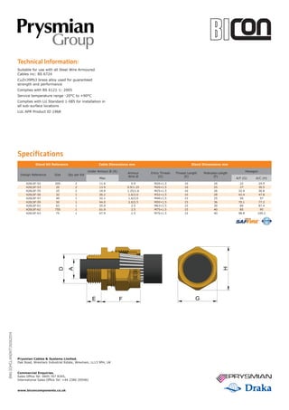 BICC Bicon BW20S LSF Cable Gland Kit (Prysmian 420LSF-52) | PDF