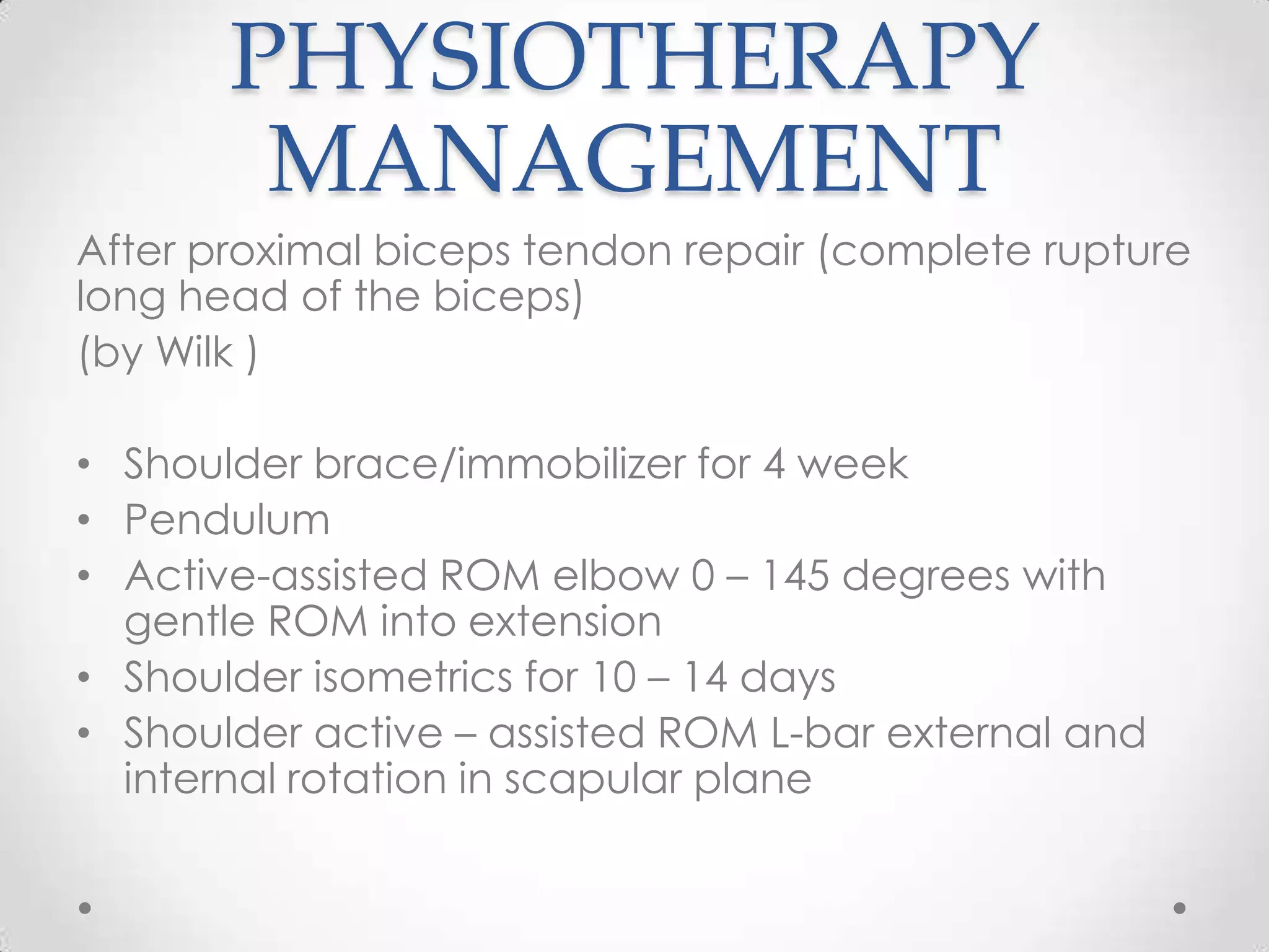 Biceps Tendon Rupture And Physiotherapy Management | PPTX