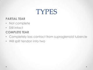 Biceps Tendon Rupture And Physiotherapy Management | PPTX