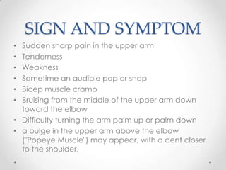 Biceps Tendon Rupture And Physiotherapy Management | PPTX