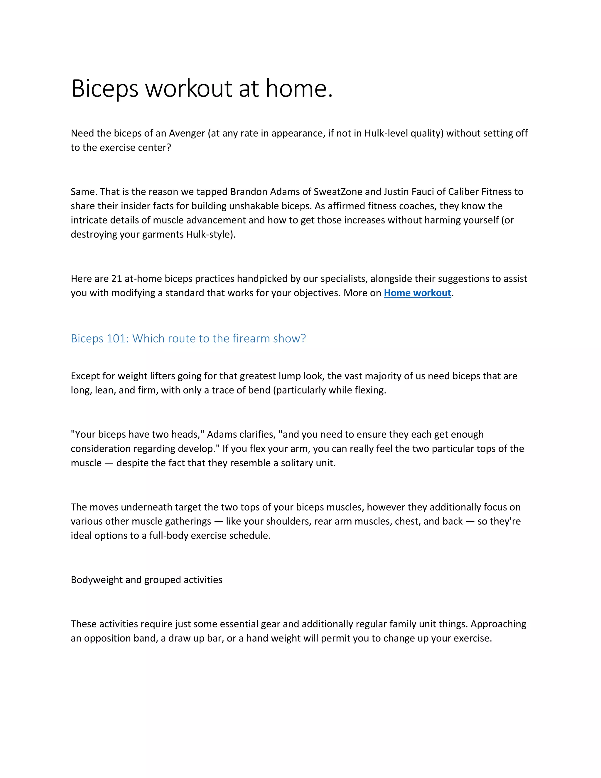 Biceps workout at home | PDF