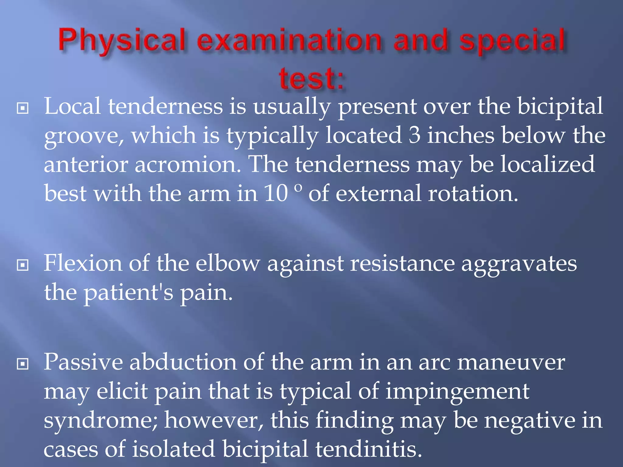 Bicipital tendonitis & Rehabilitation | PPTX