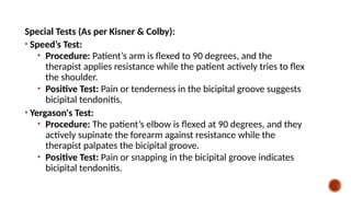 assessment and physiotherapy management on bicipital tendonitis | PPTX