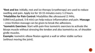 assessment and physiotherapy management on bicipital tendonitis | PPTX