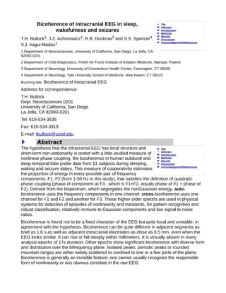 Bicoherence bullock etal | PDF | Brain and Nervous System Disorders ...