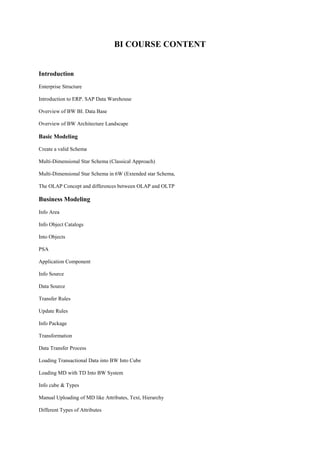 Bi course content | PDF