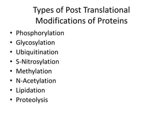 post translational modifications of protein | PPTX