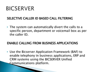 BicServer Unified Communication System | PPT | Web Conferencing | Computer Software and Applications