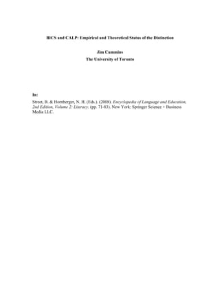 Bics and calp empirical and theoretical status of the distinction | PDF ...