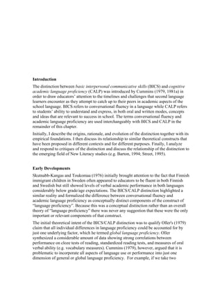 Bics and calp empirical and theoretical status of the distinction | PDF ...