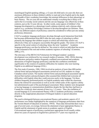 Bics and calp empirical and theoretical status of the distinction | PDF ...