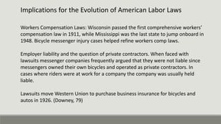 Bicycle Messenger Boys and the Evolution of American Labor Laws | PPTX