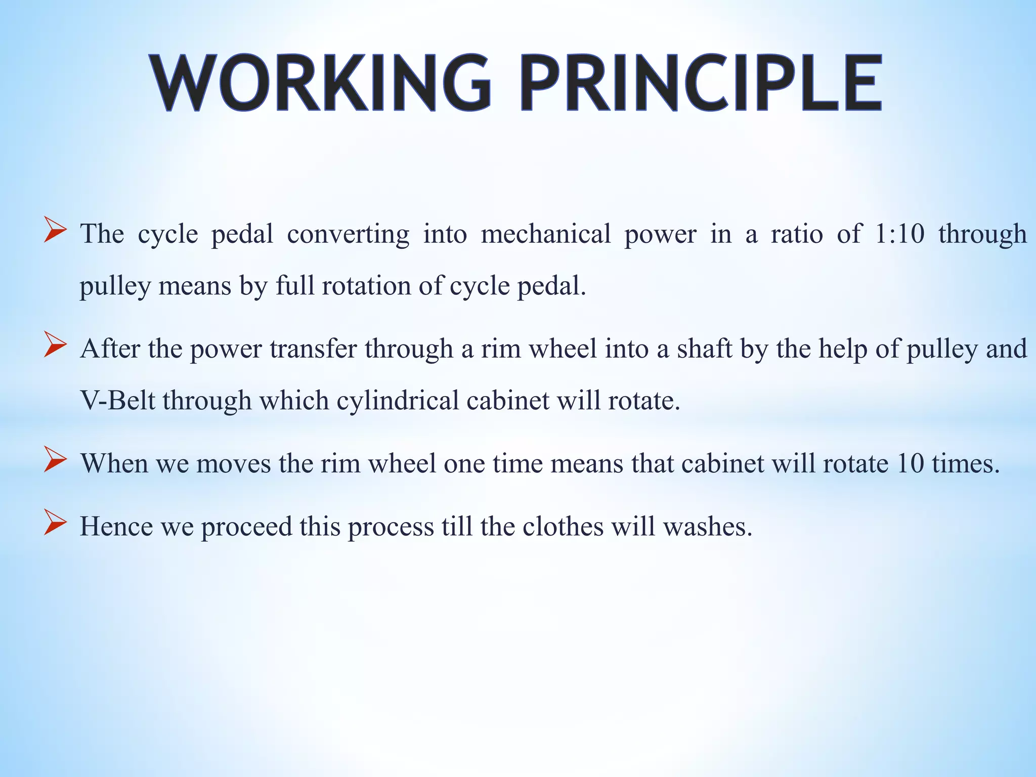 Bicycle power washing machine without electricity | PPTX