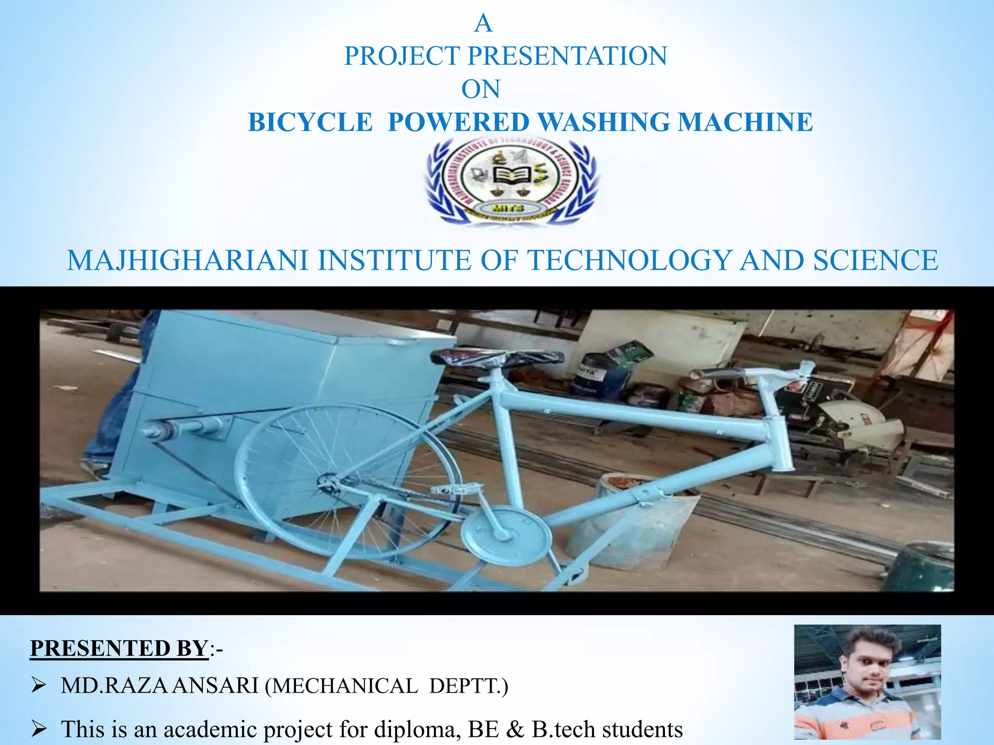 Bicycle power washing machine without electricity | PPT