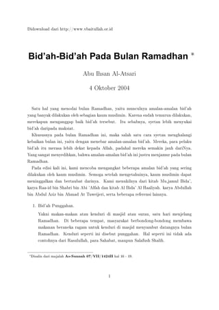 Bidah ramadhan | PDF