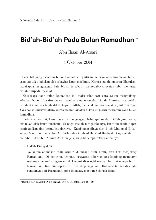 Bidah ramadhan | PDF