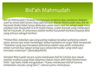 Pengertian Bid'ah hasanah dan sayyi'ah (mengenal dalil umum dan dalil khusus) | PPTX