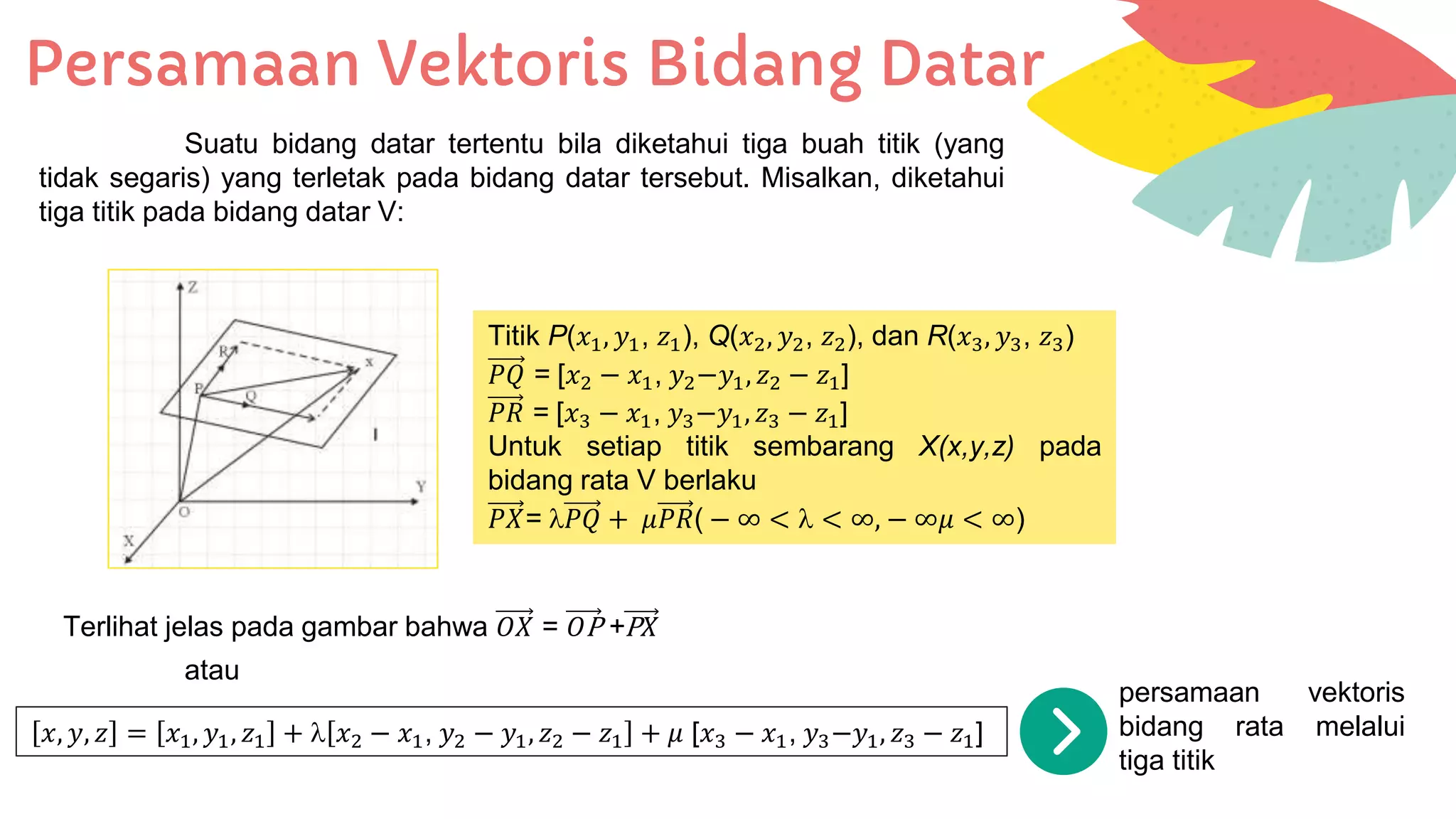 Bidang datar dalam dimensi tiga (geometri analitik ruang) | PPTX