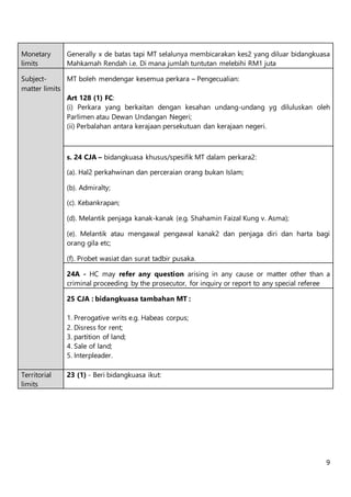 Bidang kuasa sivil mahkamah / Civil Jurisdictions of Courts in Malaysia ...