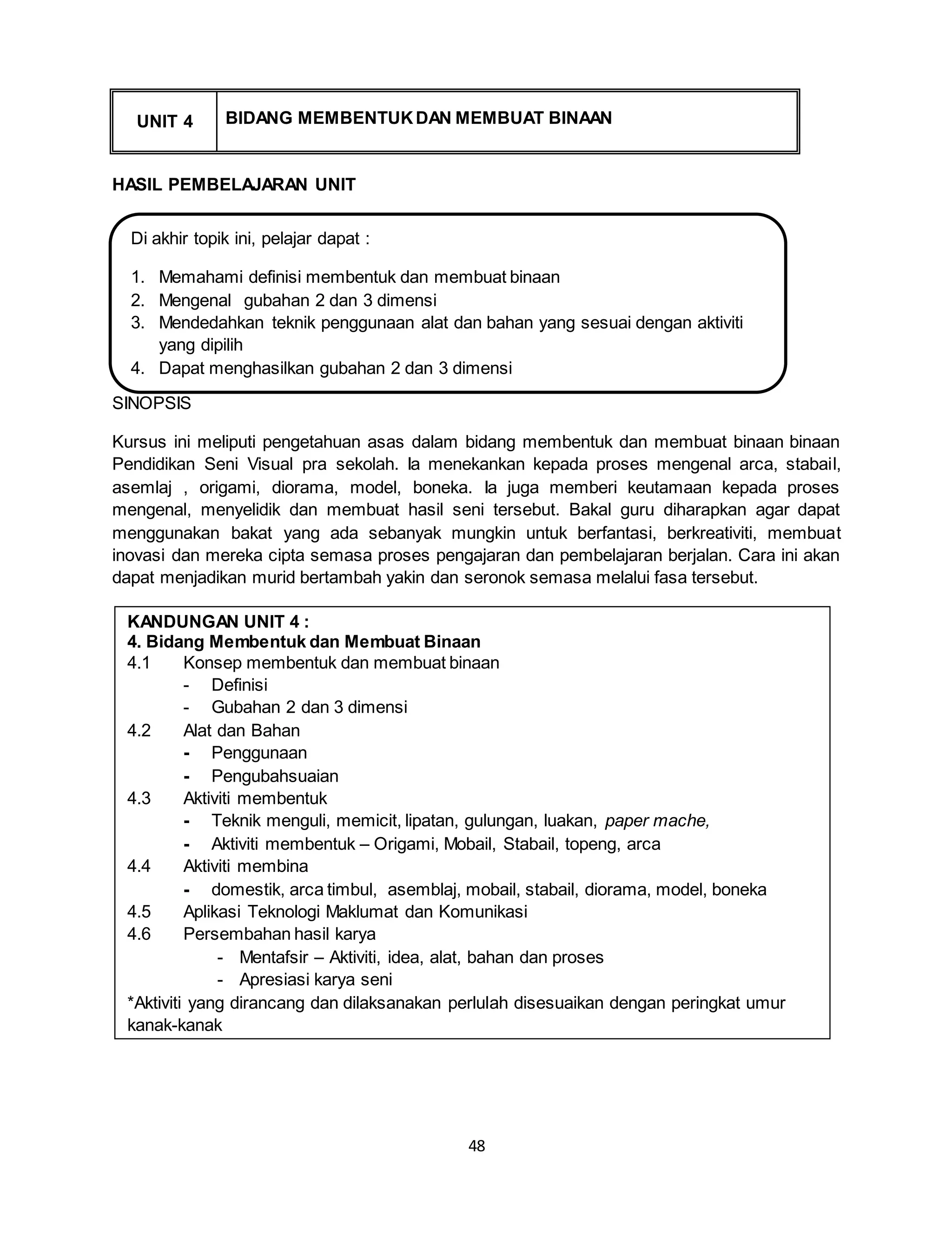 Bidang membentuk dan membuat binaan | DOC