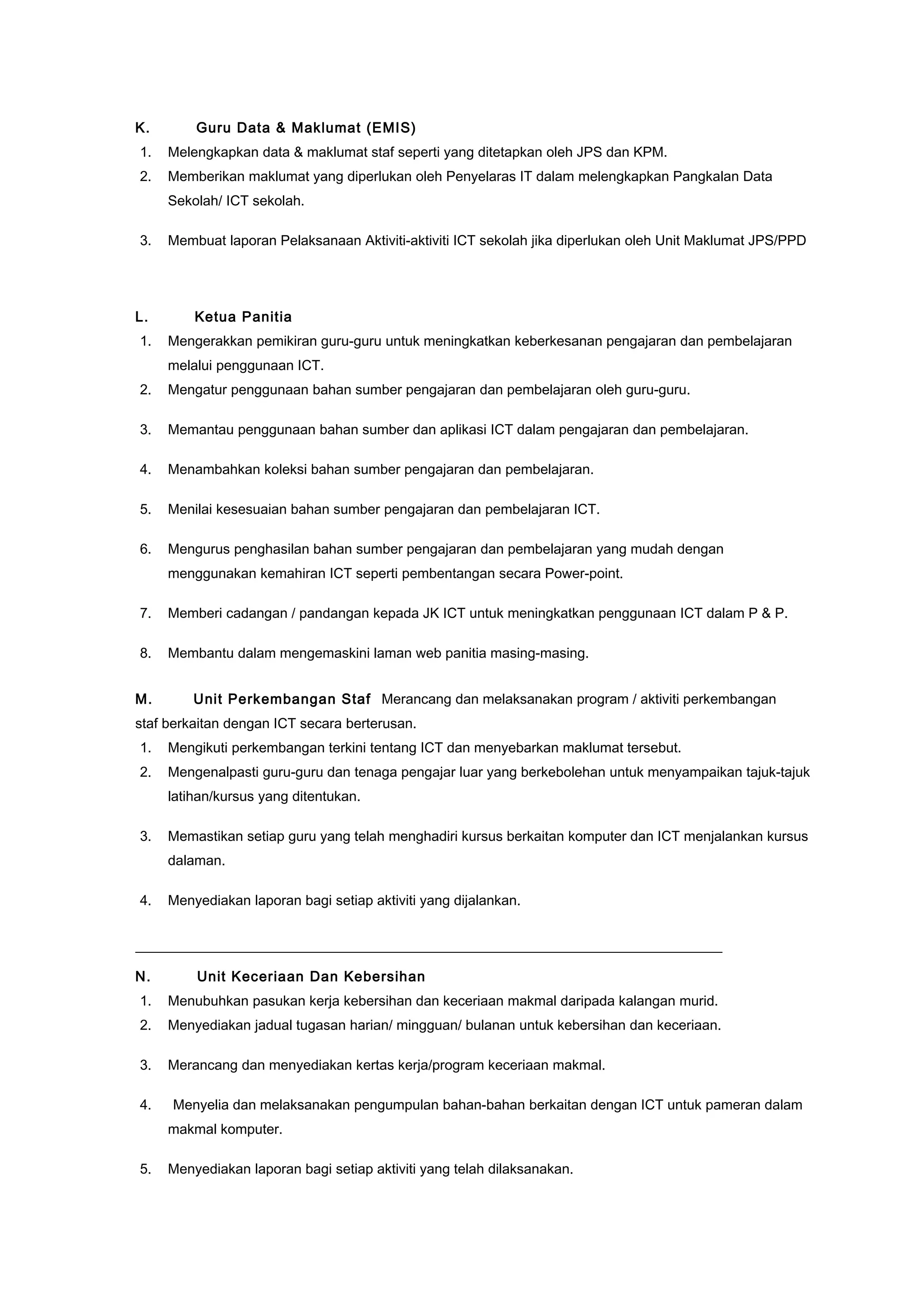 Bidang tugas ajk ict | DOC