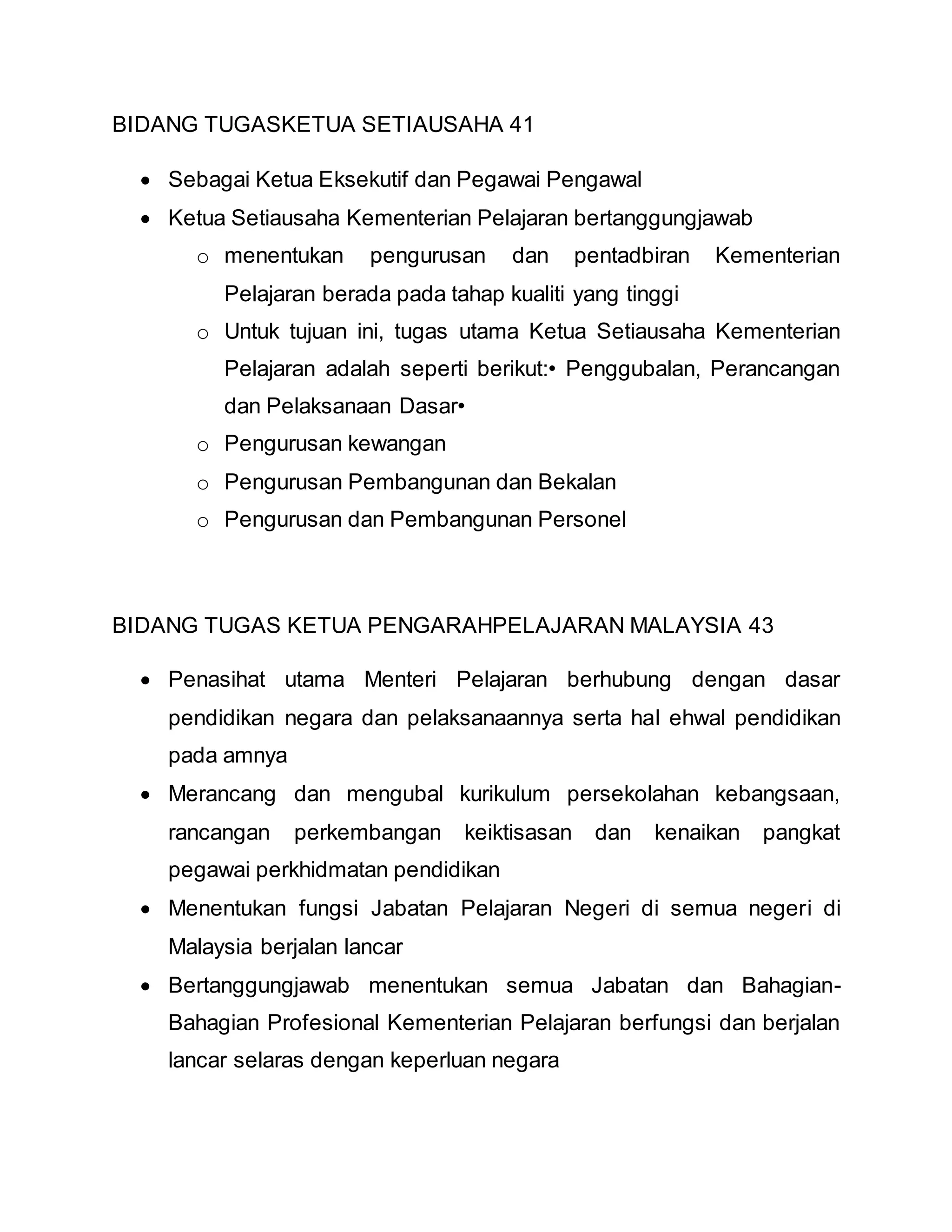 Bidang tugasketua setiausaha 41 | DOCX