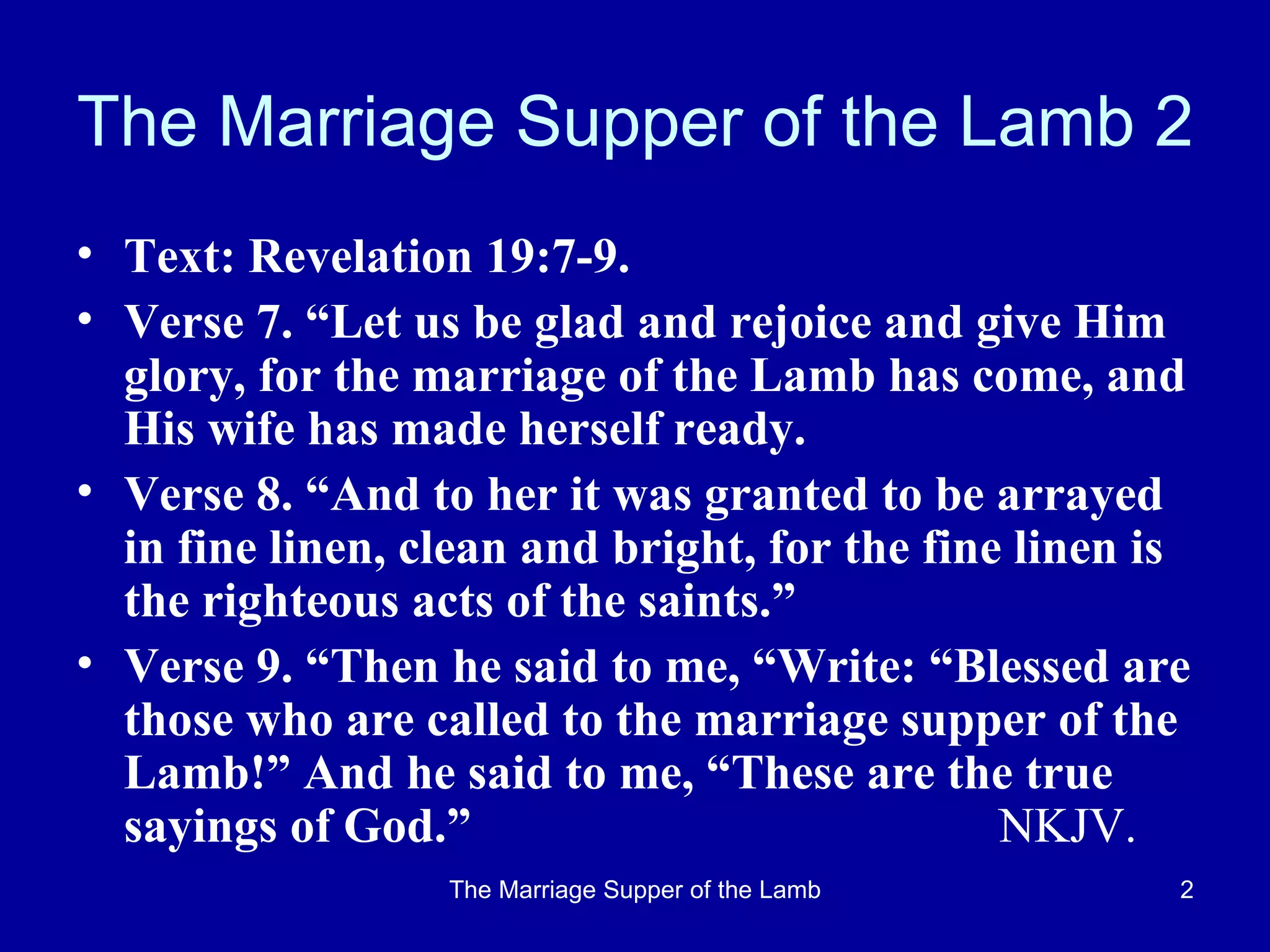 The Marriage Supper Of The Lamb. | PPT