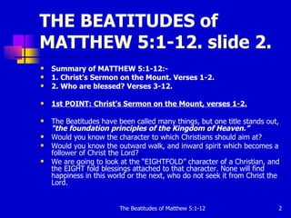 The Beatitudes Of Matthew 5. | PPT