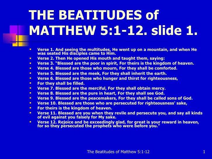 The Beatitudes Of Matthew 5 The Beatitudes Of Matthew 5