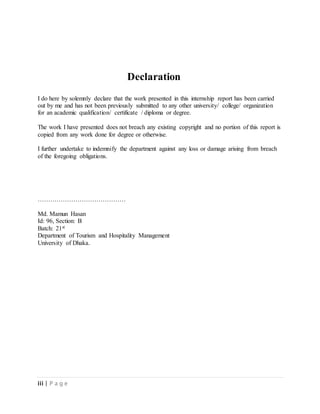 Intern report on marketing and sales tactics of travel Agency | DOCX