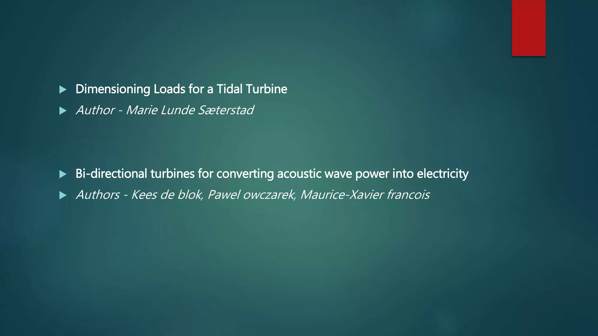 Bidirectional floating hydro turbine | PPTX